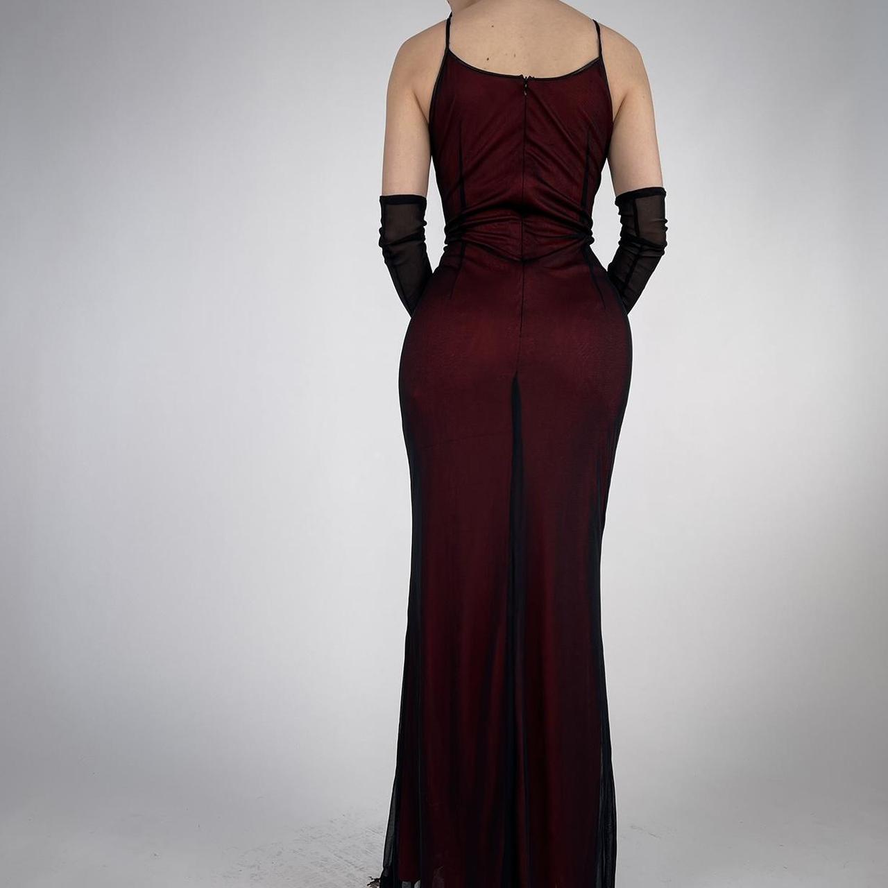 red goth prom dress vintage 90s vampy prom dress... - Depop