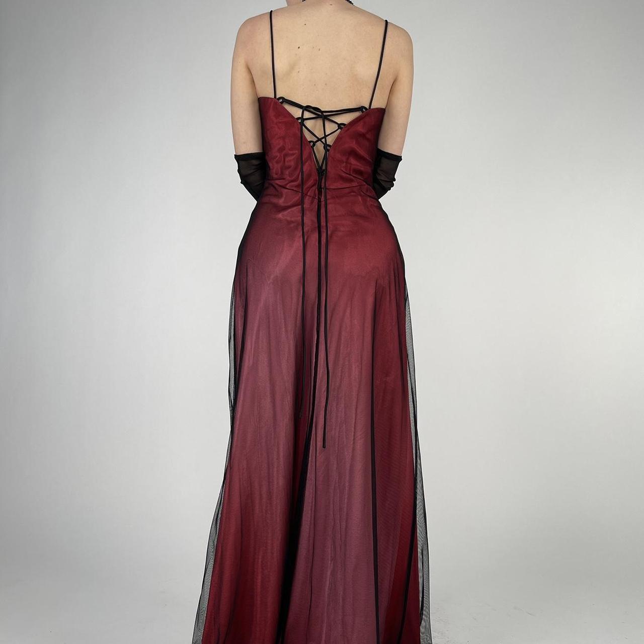 red goth prom dress vintage 90s prom dress grunge... - Depop