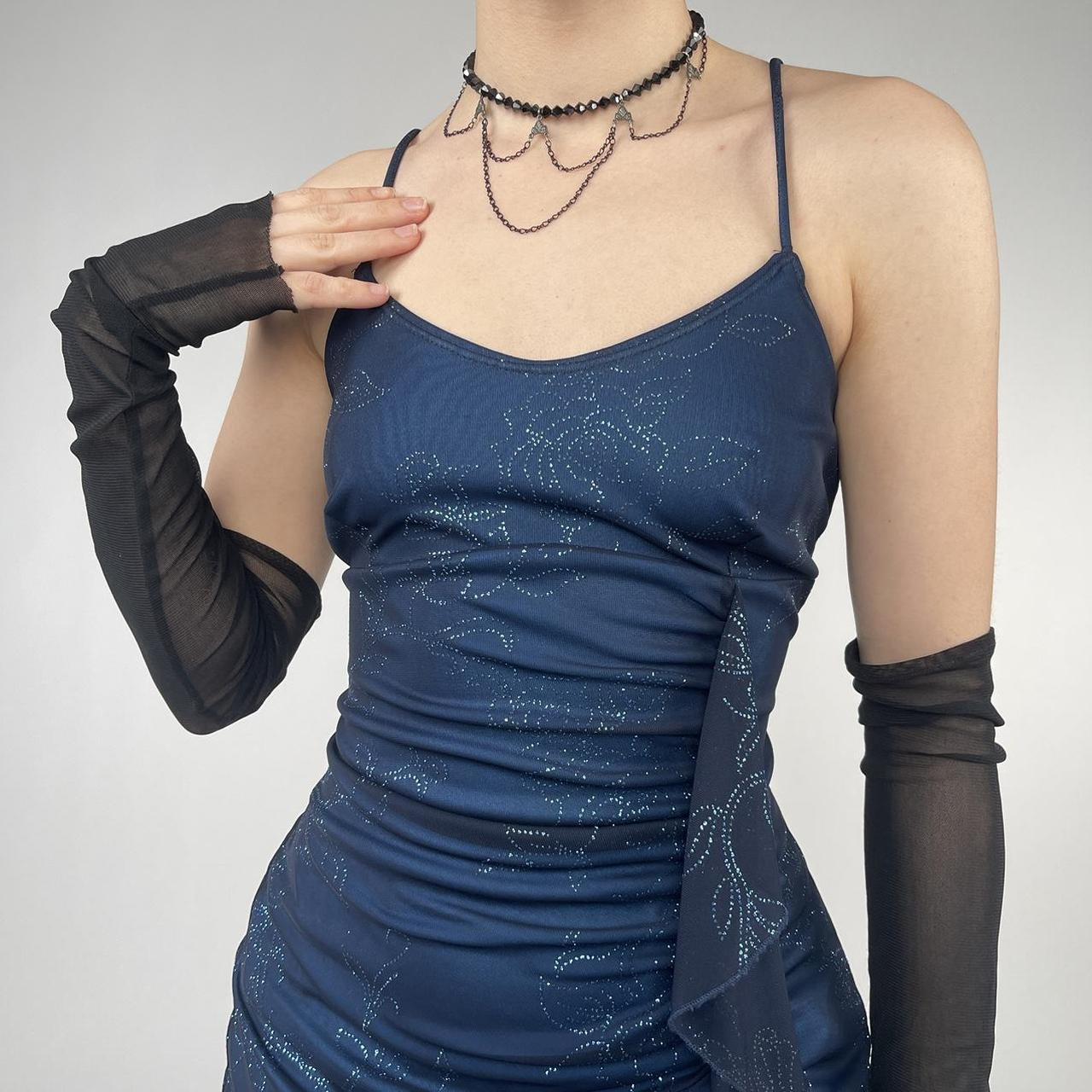 blue y2k prom dress vintage 90s prom dress long goth... - Depop