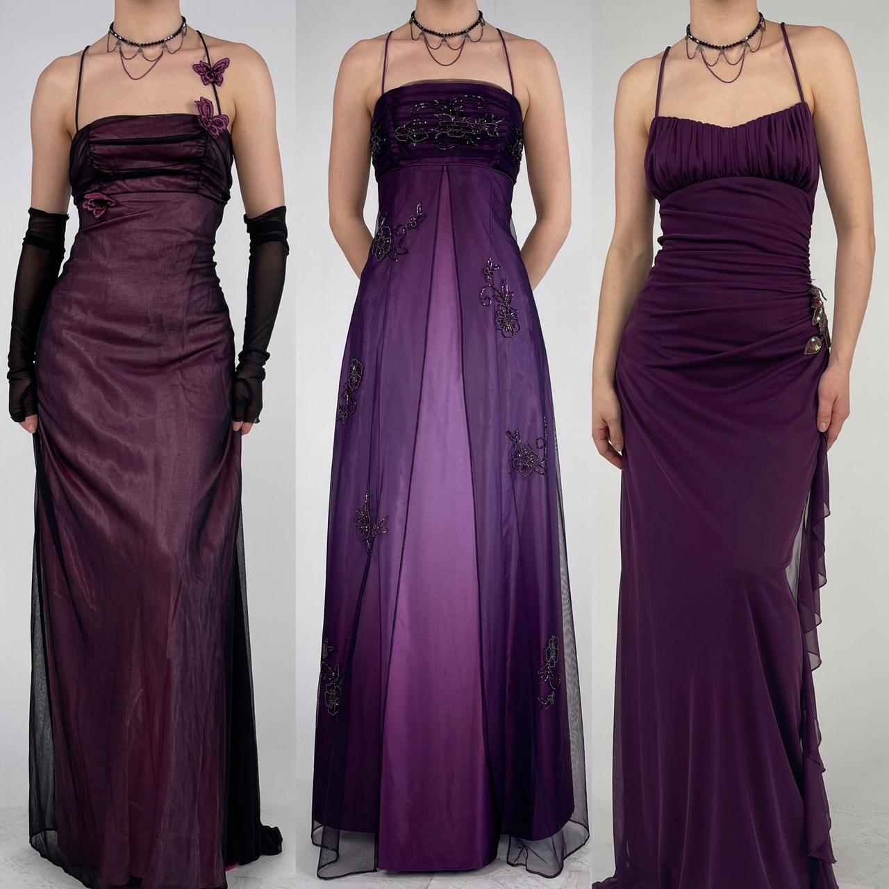 black gloves, to style with purple y2k prom dress... - Depop