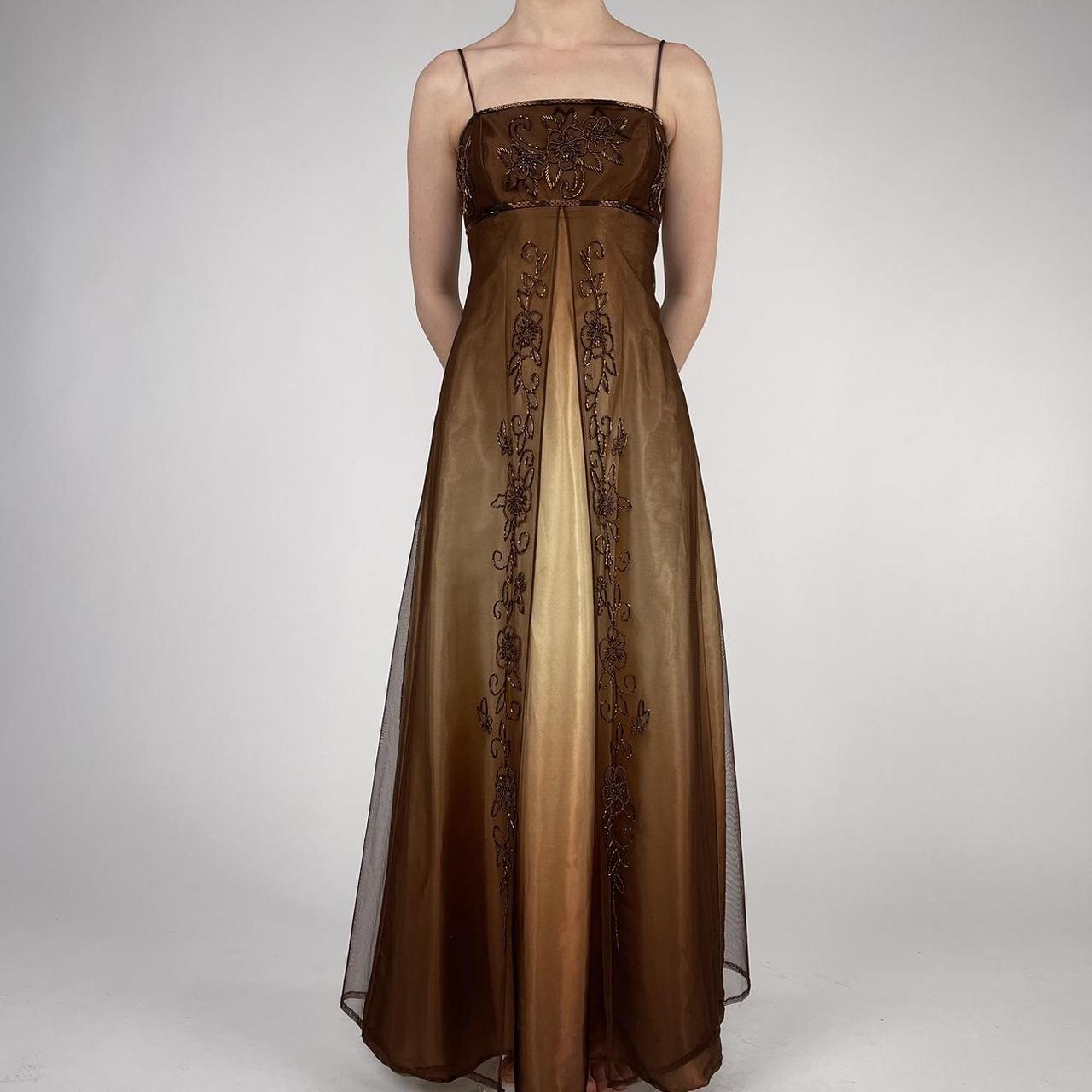 gold vintage fairy dress y2k prom dress vintage... - Depop
