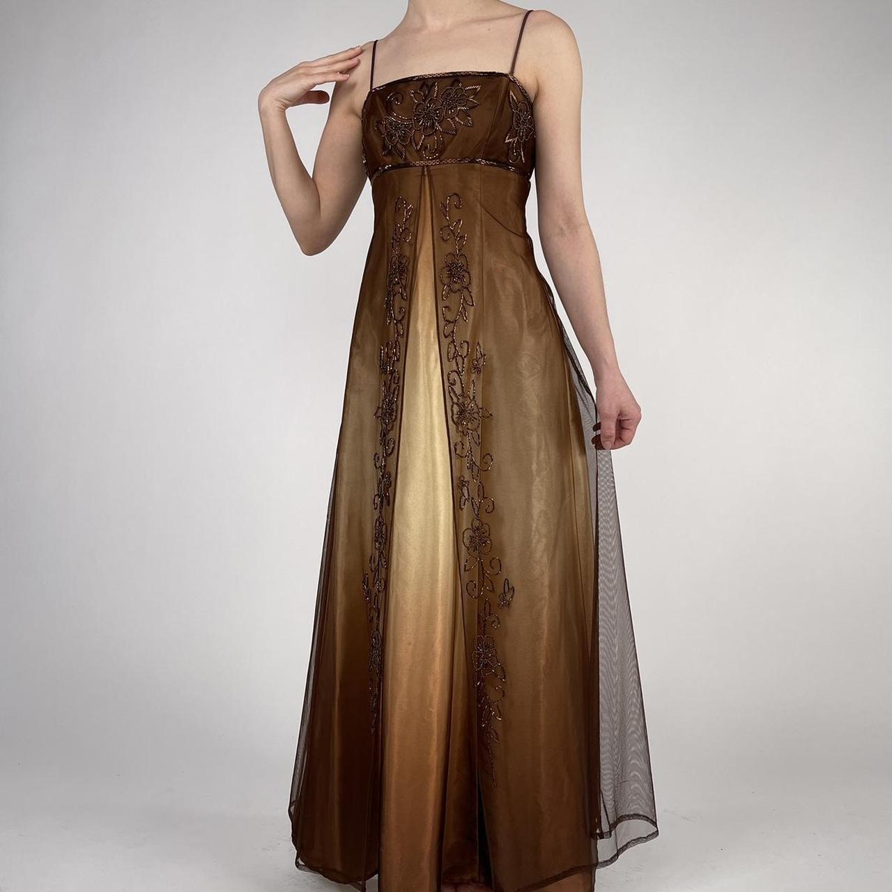 gold vintage fairy dress y2k prom dress vintage... - Depop