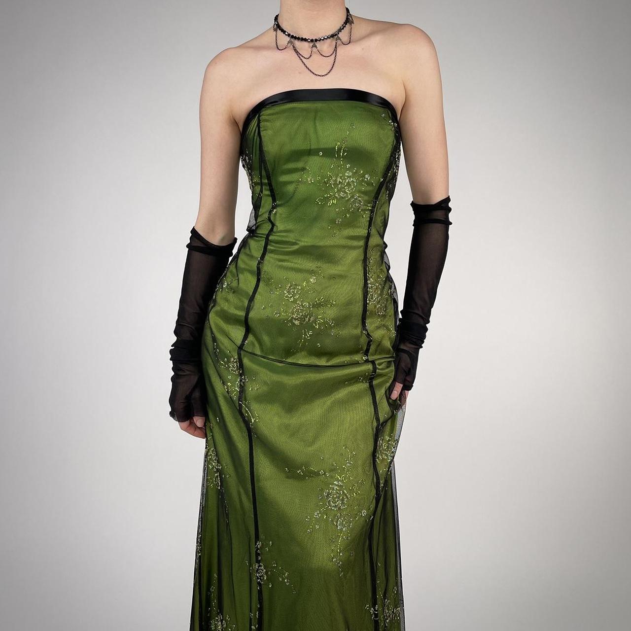green corset prom dress vintage grunge fairy grunge... - Depop