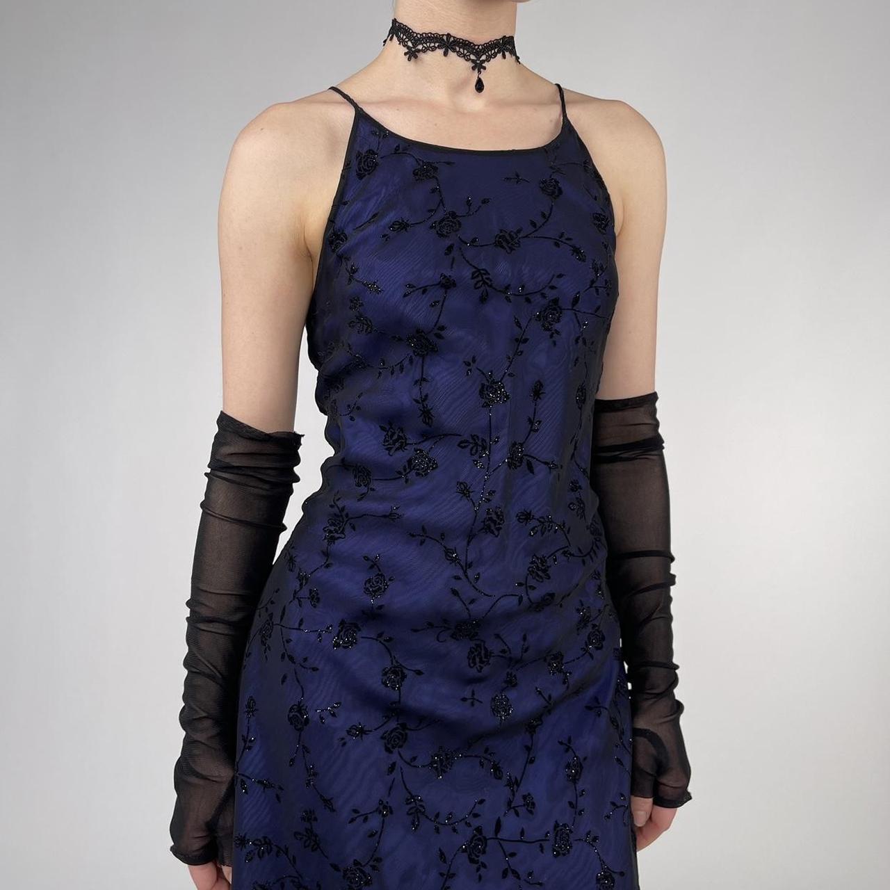 dark blue goth prom dress vintage 90s prom dress... - Depop