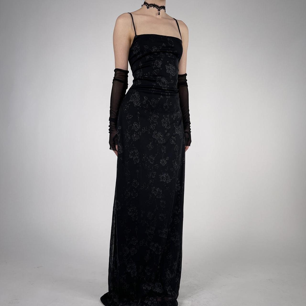 BLACK GOTH PROM DRESS VINTAGE GRUNGE 90s Y2K LONG... - Depop