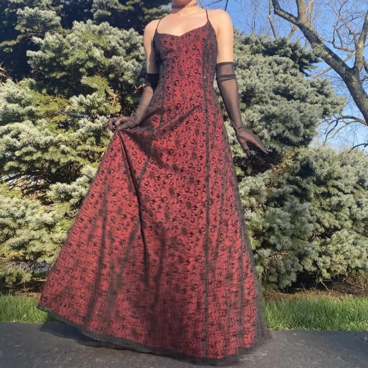vintage red goth prom dress red and black gothic... - Depop