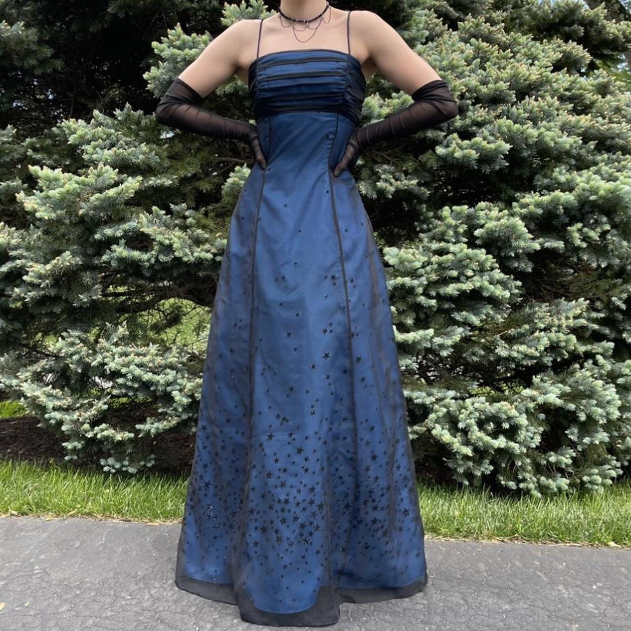 dress blue prom vintage y2k black stars Goth Emo... | Depop