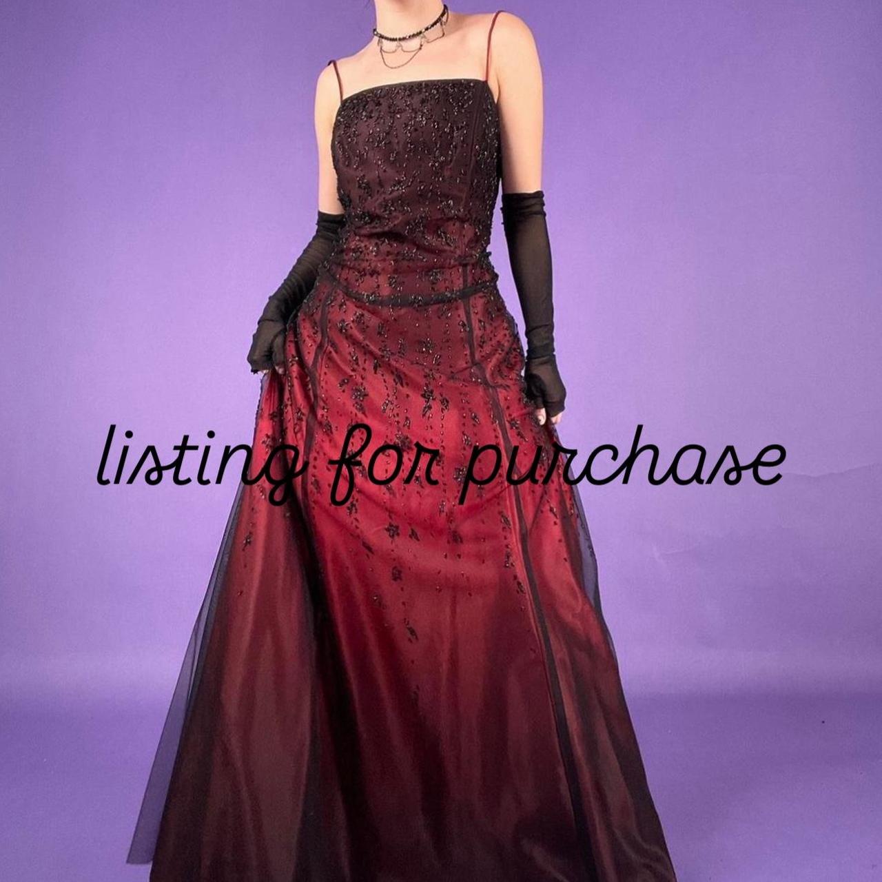 red and black goth prom dress mesh layered prom... | Depop