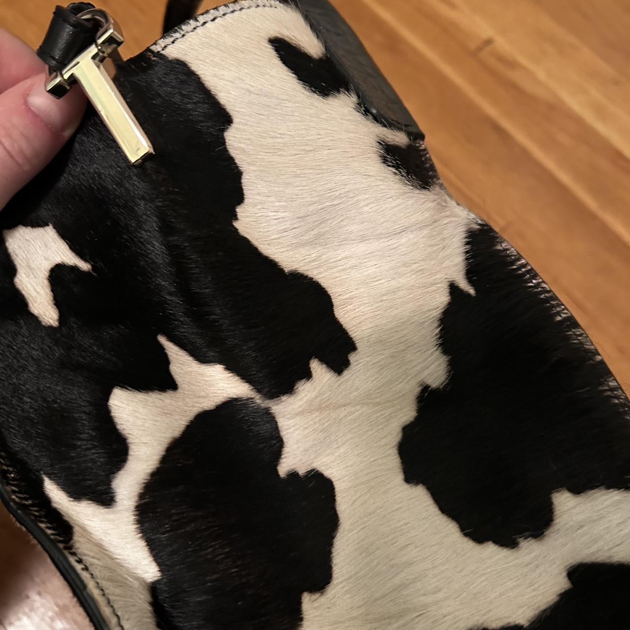 Uterque Genuine Cow Hide Fur Leather Top Handle... - Depop