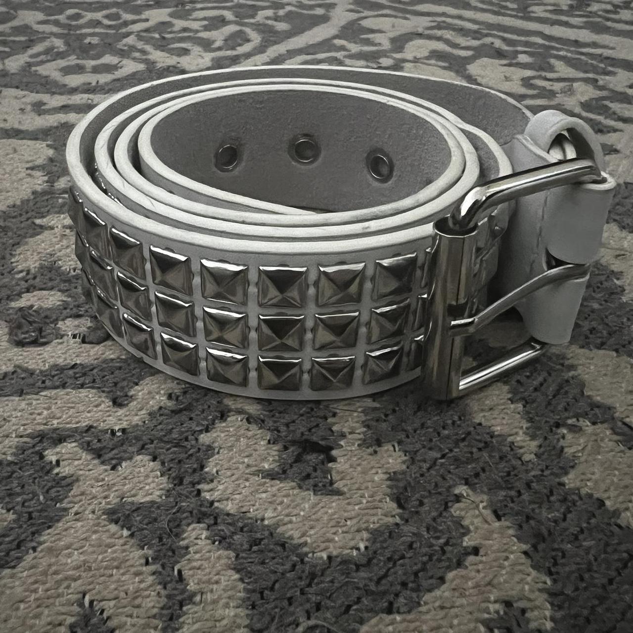 White studded punk belt medium sized belt i think... - Depop