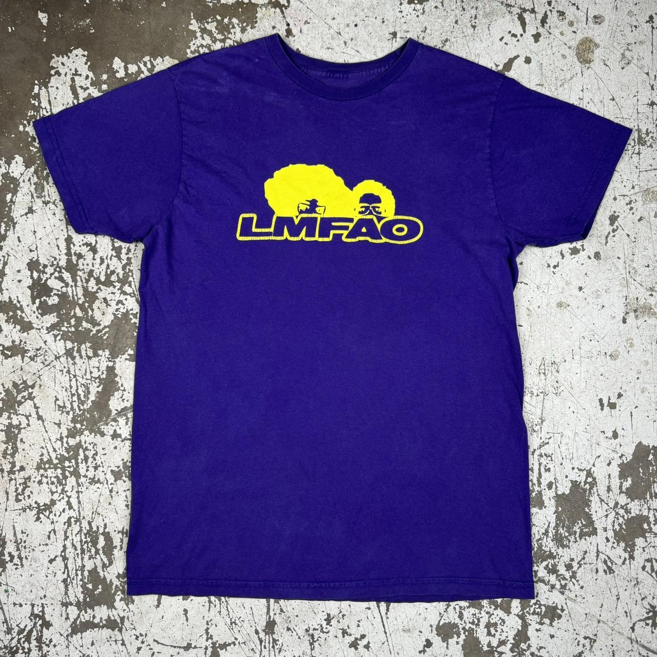 Y2K cyber pop LMFAO t shirt in purple! Front and... - Depop