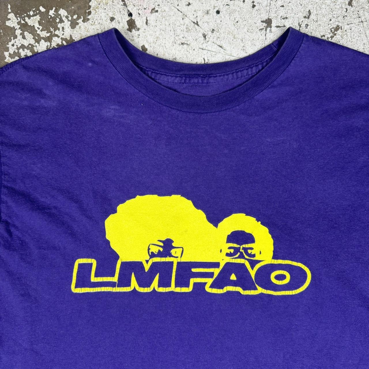 Y2K cyber pop LMFAO t shirt in purple! Front and... - Depop