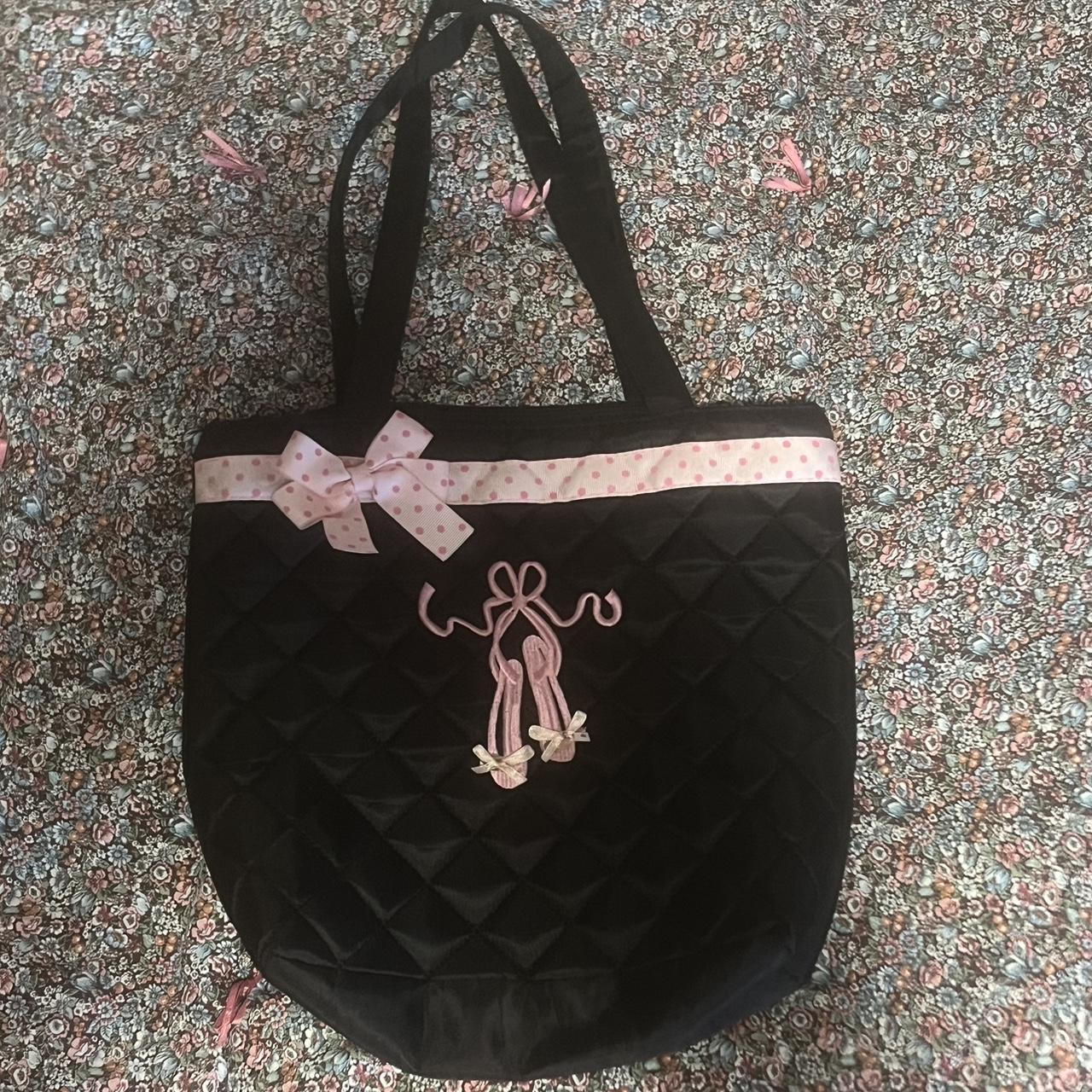ballerina bag 🩰 quilted front a with pink ribbon and... - Depop