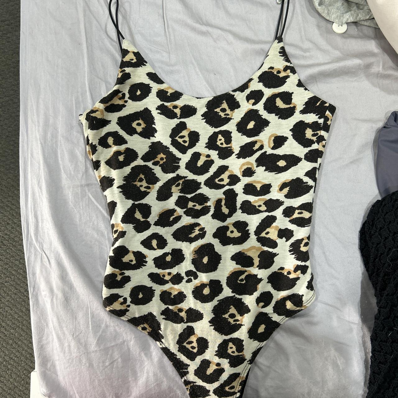 Bardot one piece low cut back top In leopard print... - Depop