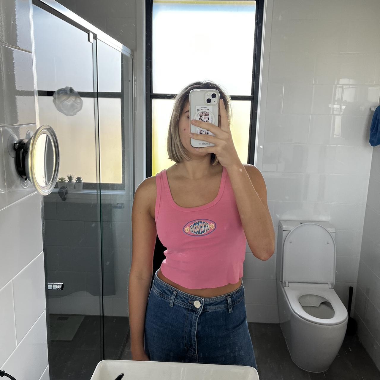 Ghanda pink singlet - size 8 - great colour - Depop