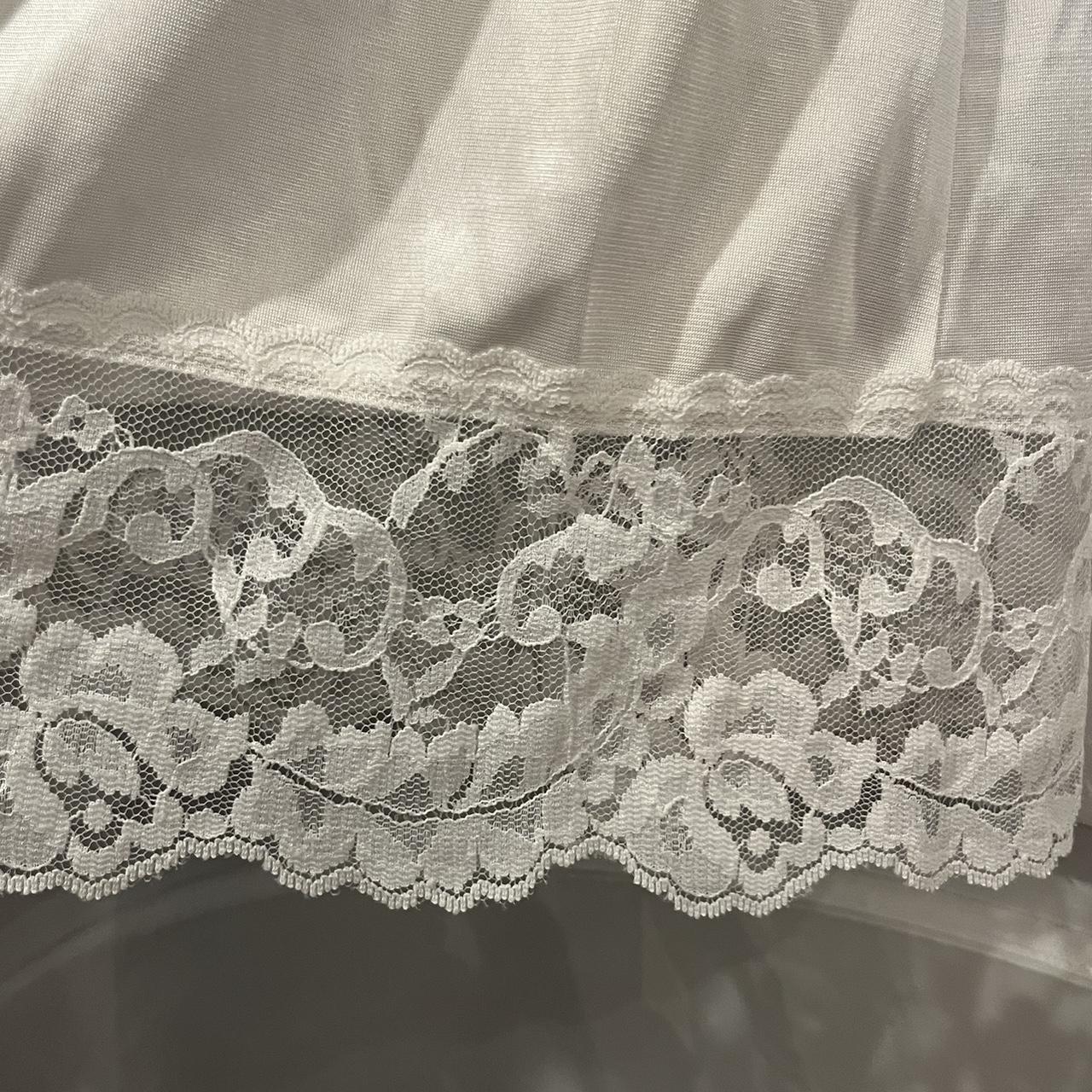 Vintage style Vassarette white lace nylon skirt... - Depop