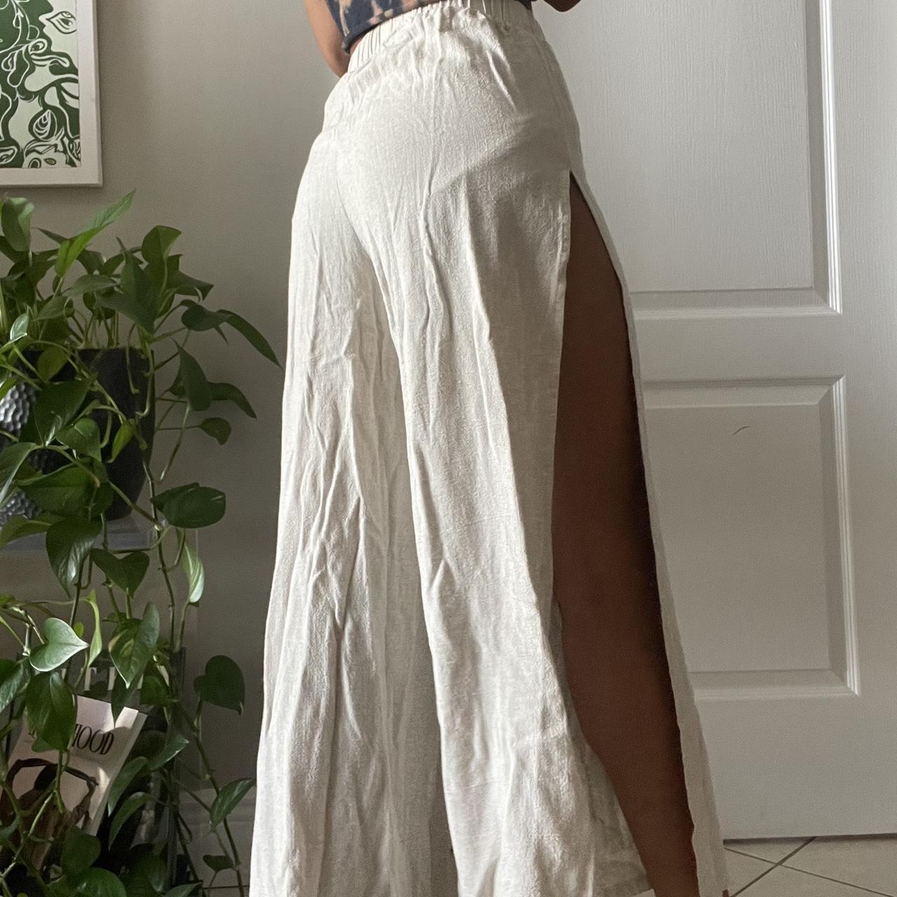 Linen pants with high slit, perfect for the summer... - Depop