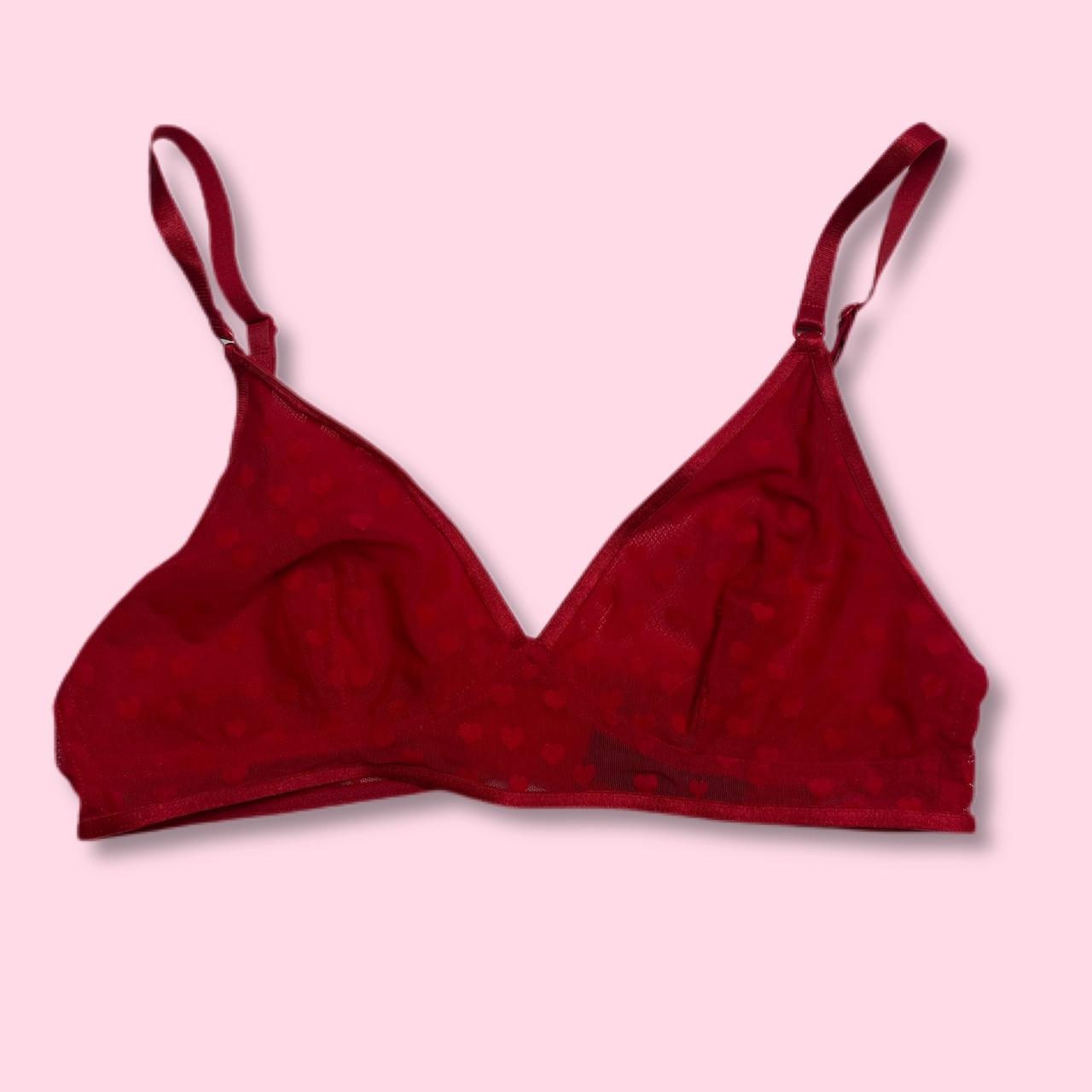Cutest Monki heart print mesh bralette Size... - Depop