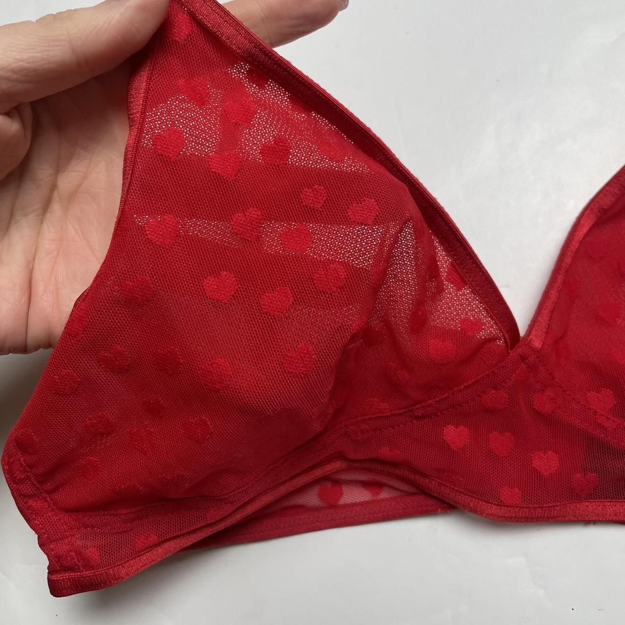 Cutest Monki heart print mesh bralette Size... - Depop