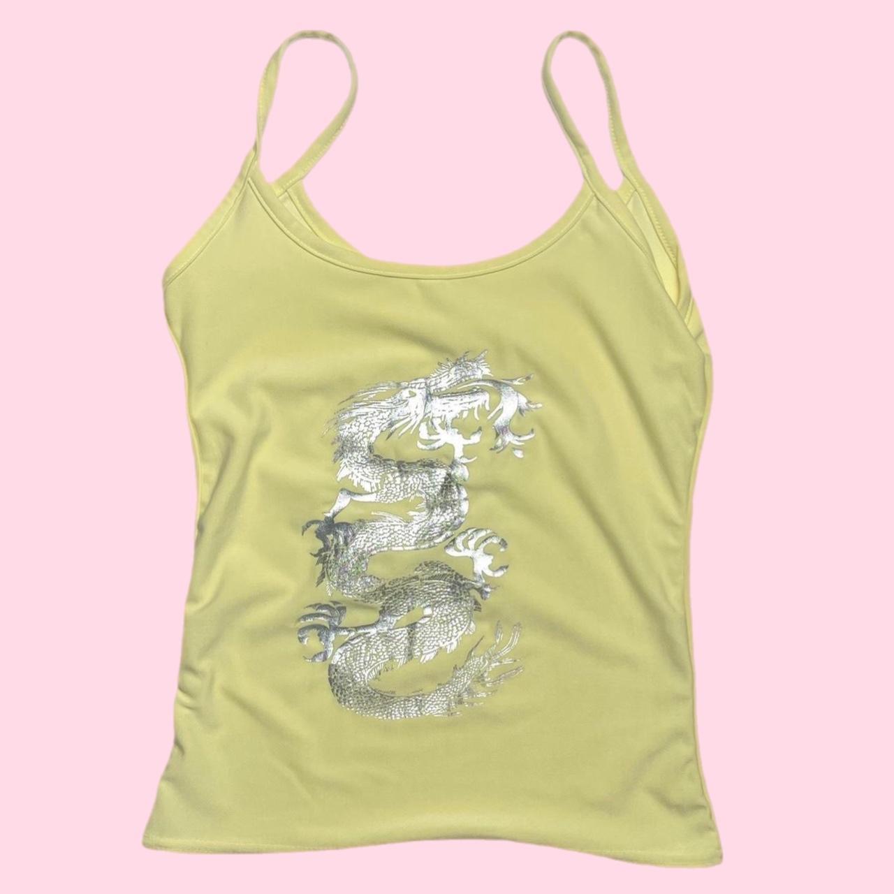 Cutest vintage 90’s 00’s pastel yellow cami with... - Depop