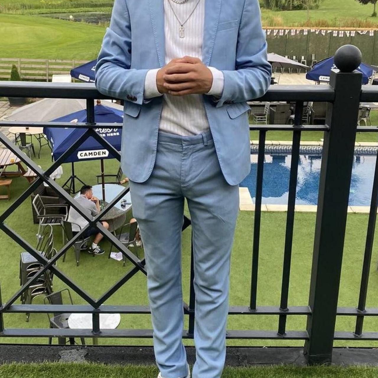 Baby blue Suit Perfect condition Trousers are 30r... - Depop