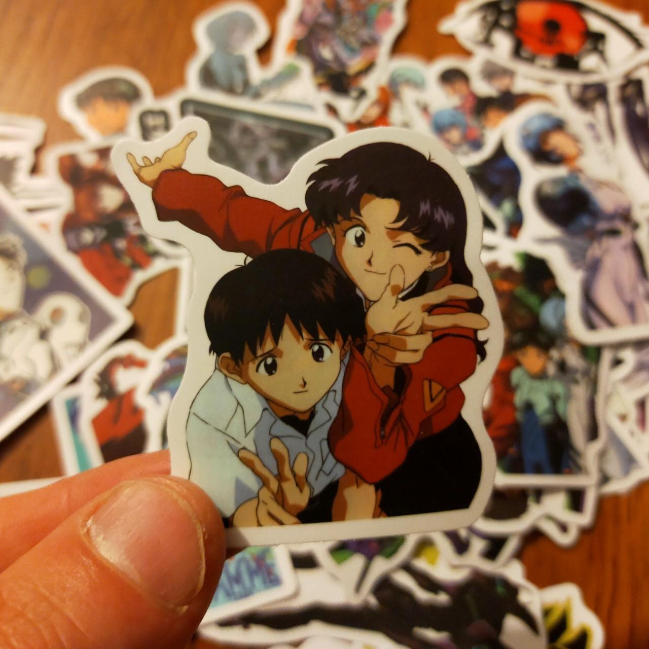 evangelion stickers 50 pcs Cartoon Anime Evangelion... - Depop
