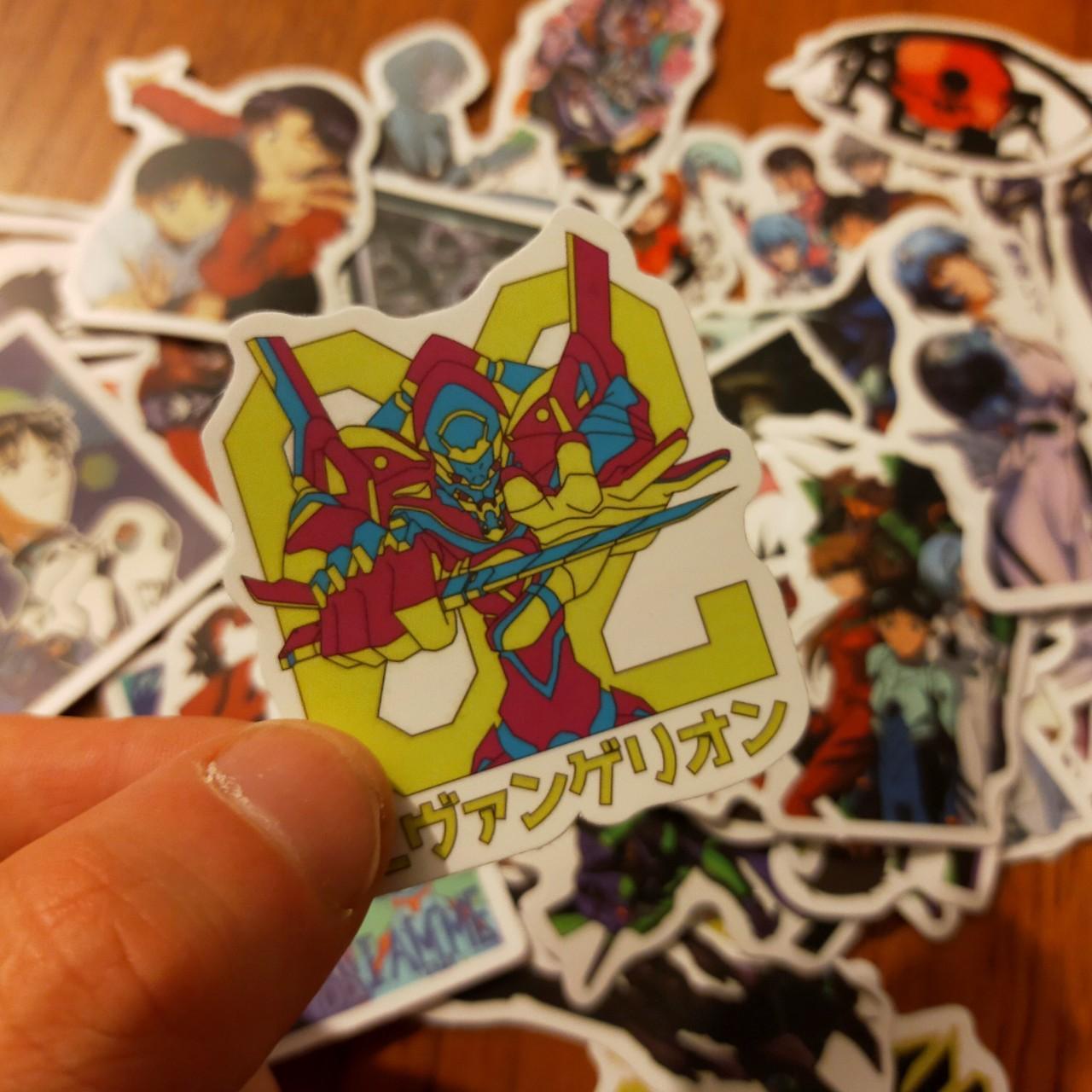 evangelion stickers 50 pcs Cartoon Anime Evangelion... - Depop