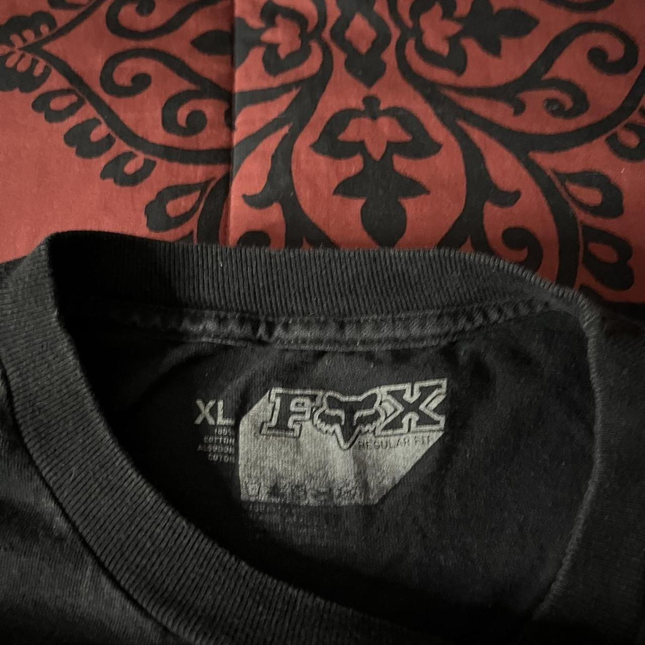 Black ‘Fox Racing’ Blue Logo Shirt. Preloved, there... - Depop