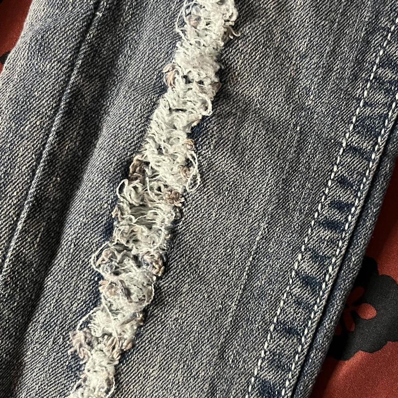 Denim Blue “V.I.P.” Angel Wings Cybery2k Skinny... - Depop