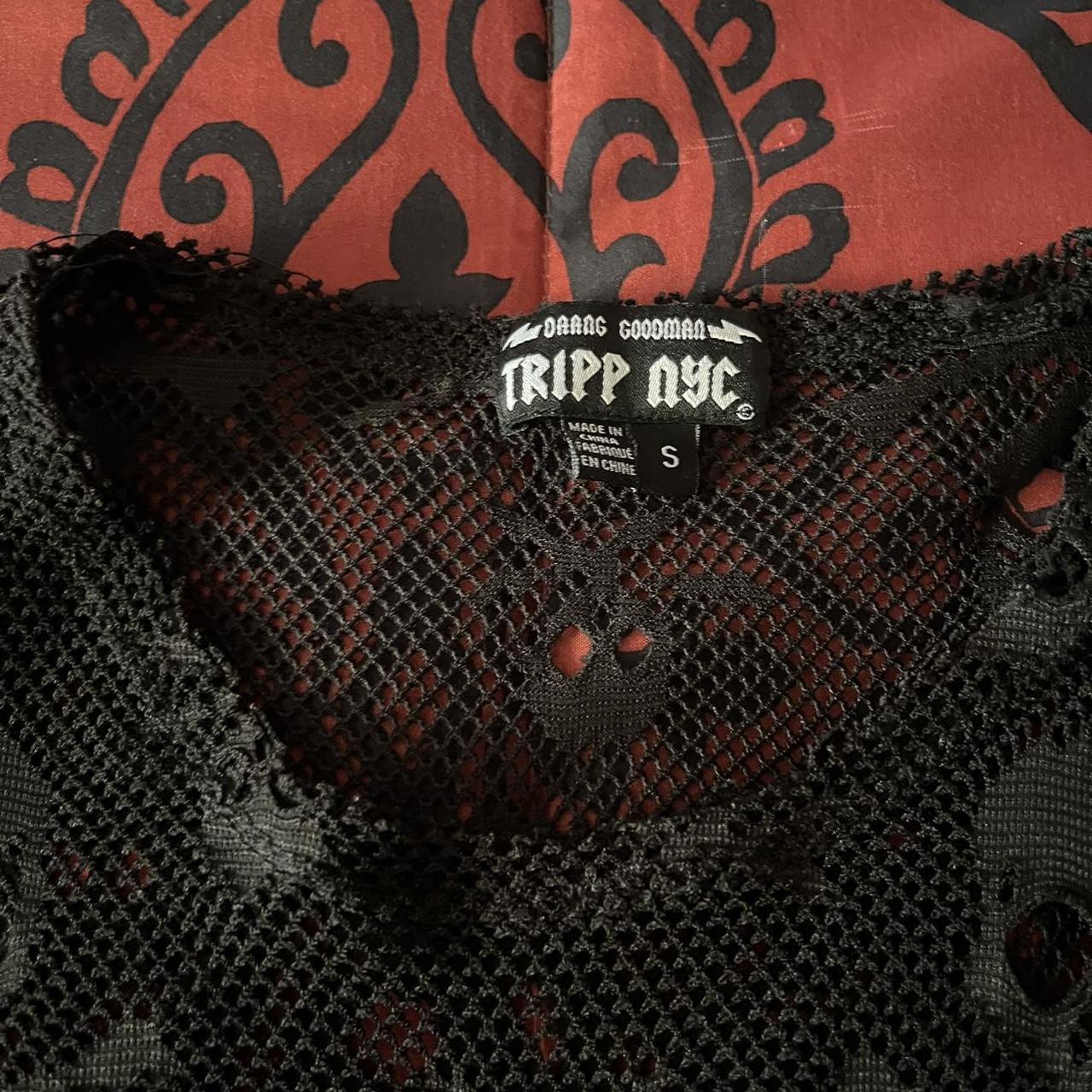 Black ‘Tripp NYC’ Skull Mesh Tank Top. Preloved,... - Depop