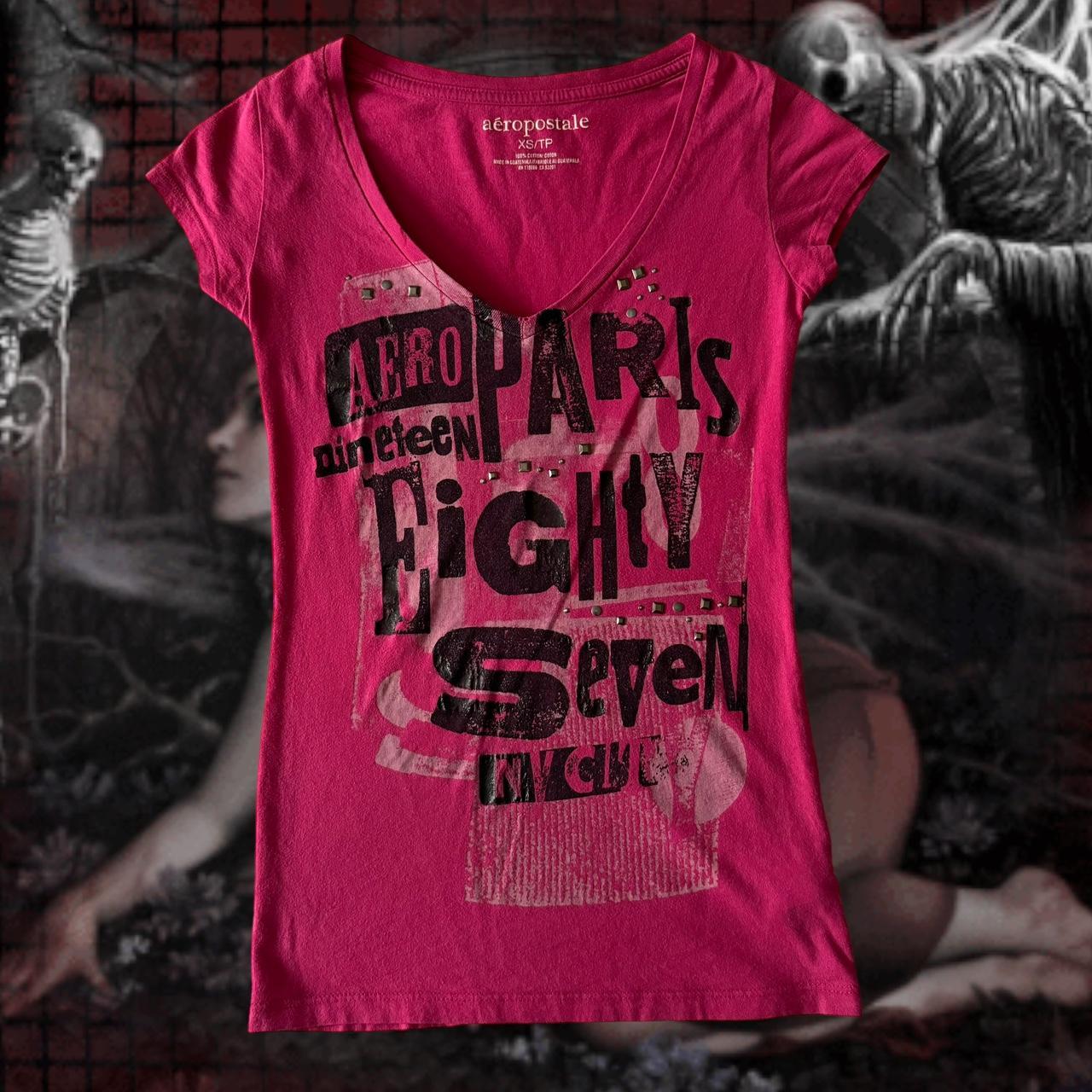 Magenta Pink ‘Aeropostale’ Y2K Rhinestone Punk... - Depop