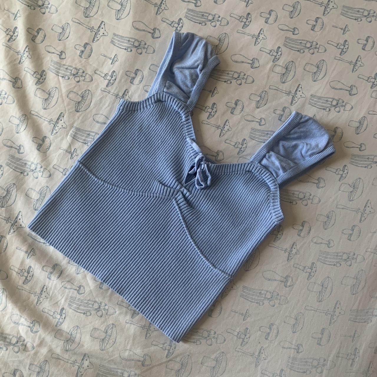 Cider Women's Blue Crop-top | Depop