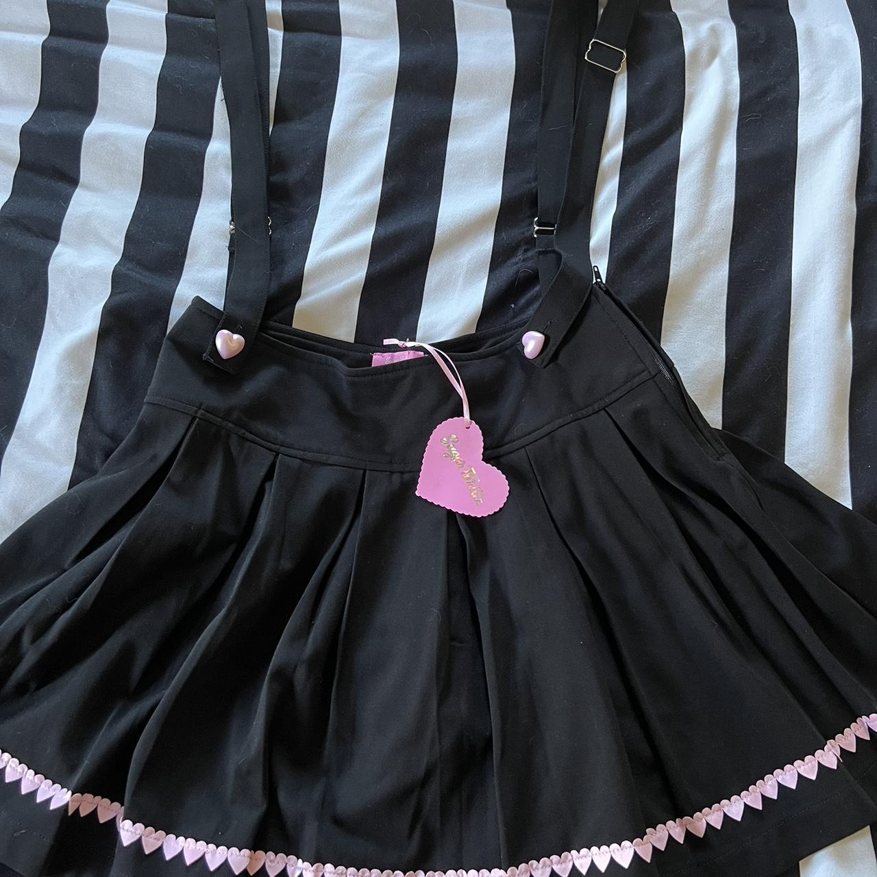 Sugar Thrillz Womens Pink And Black Skirt Depop