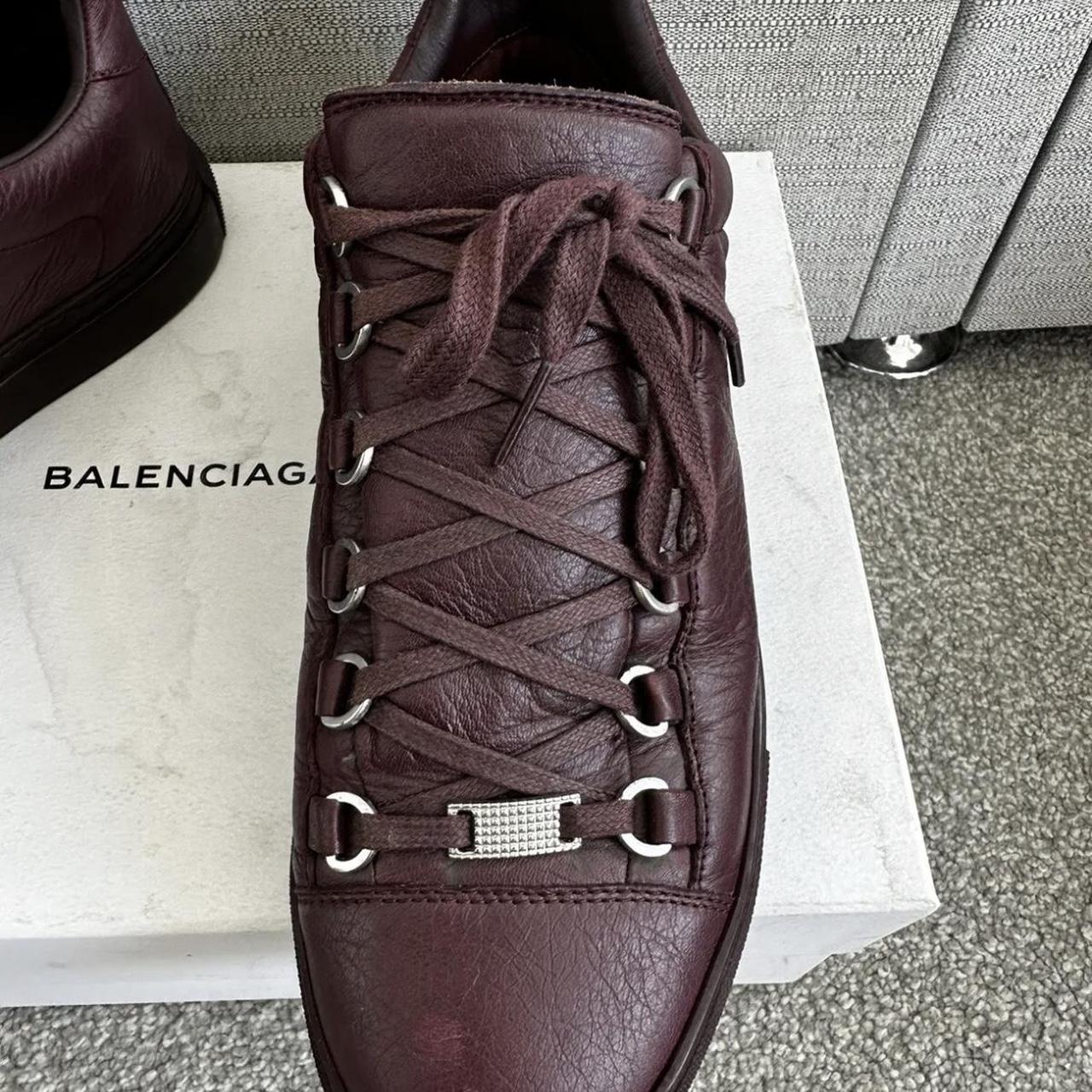 Burgandy Low top balenciaga trainers - Depop