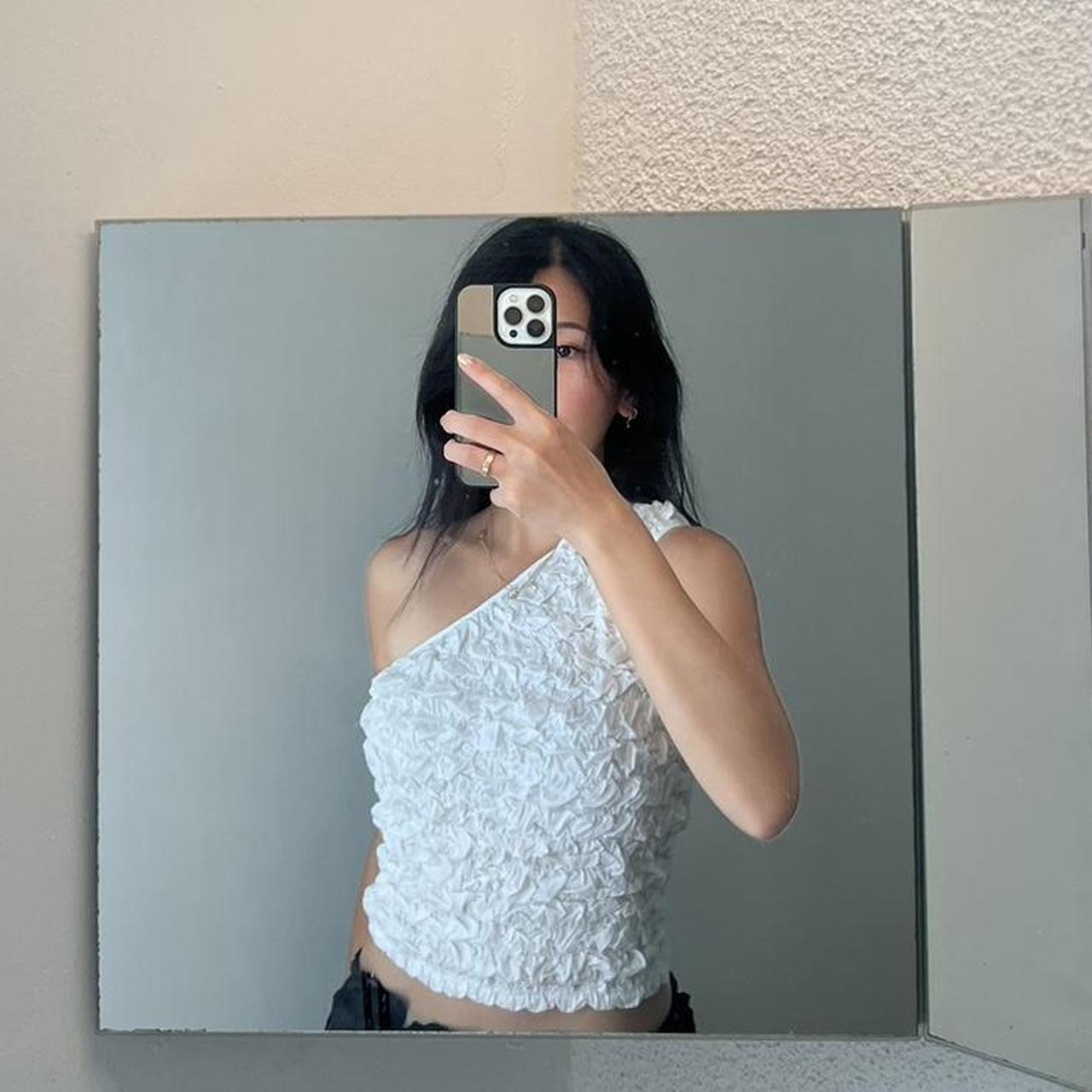 COS ruched one shoulder top Bought in Tokyo for... - Depop