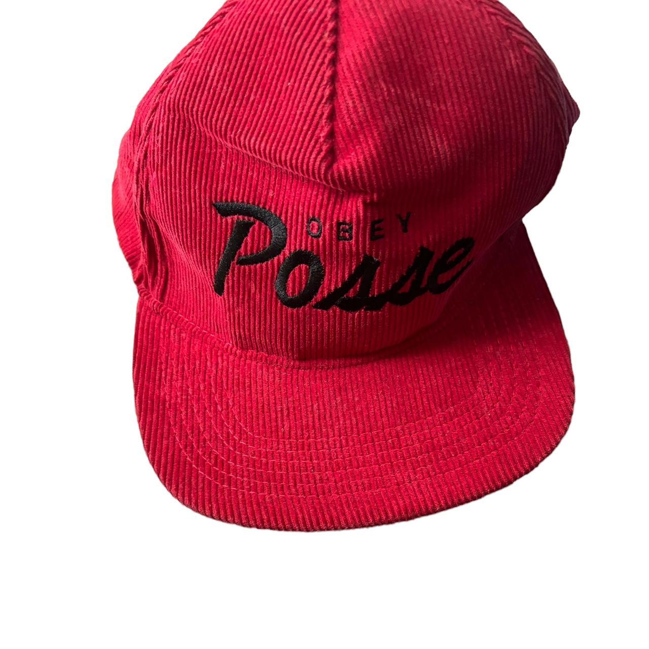 OBEY Posse Retro Corduroy Snapback Red/Black #obey... - Depop