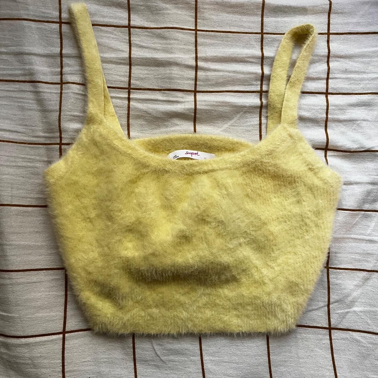 fluffy yellow Supre crop top!! this adorable crop... - Depop