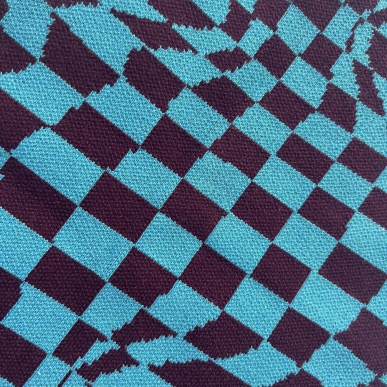 Blue & maroon checkered knitted tank top Labelled a... - Depop