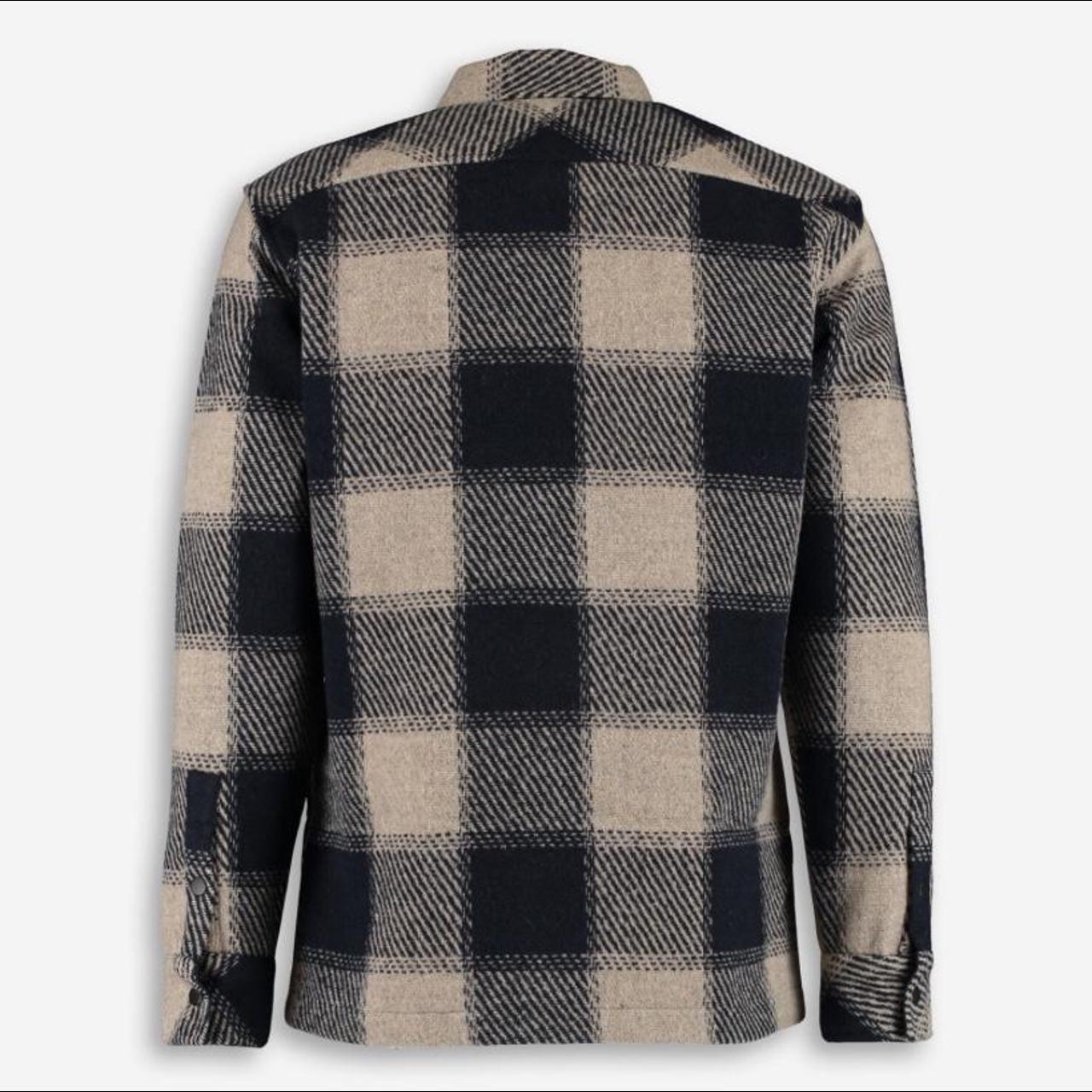 Folk Navy & Oatmeal Check Lumber Overshirt RRP:... - Depop