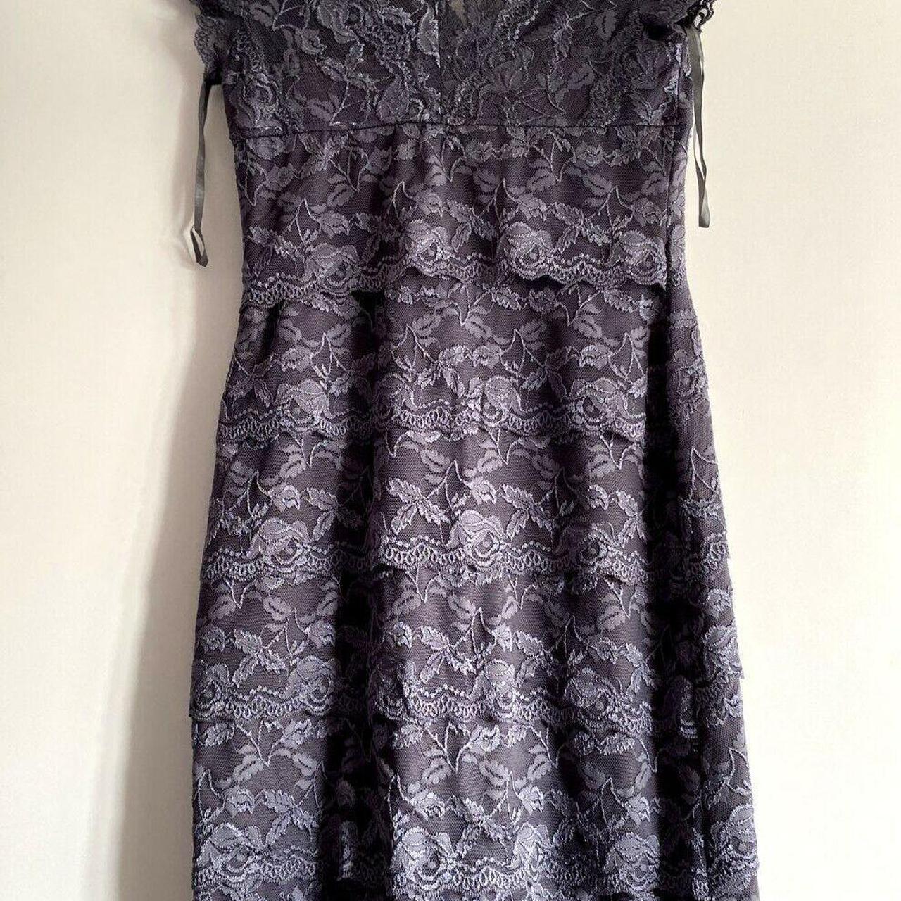 Pretty Grey Stretch Lace Bodycon Dress UK 8 Women... - Depop