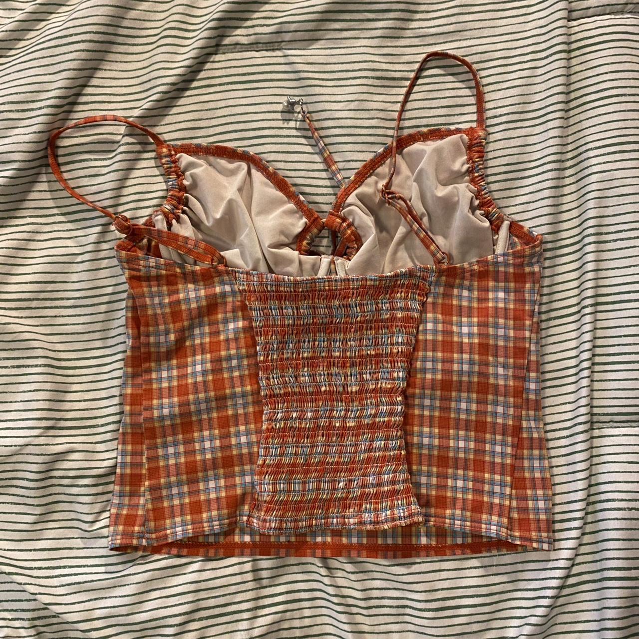 Coco Rave Women's Orange and Blue Vest | Depop