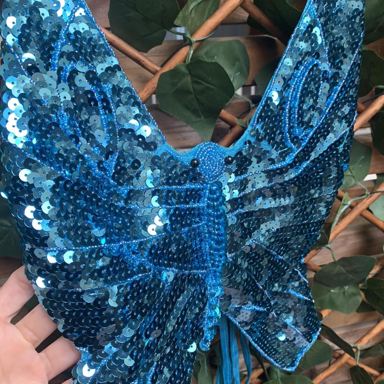 Stunning blue butterfly festival top -would fit... - Depop