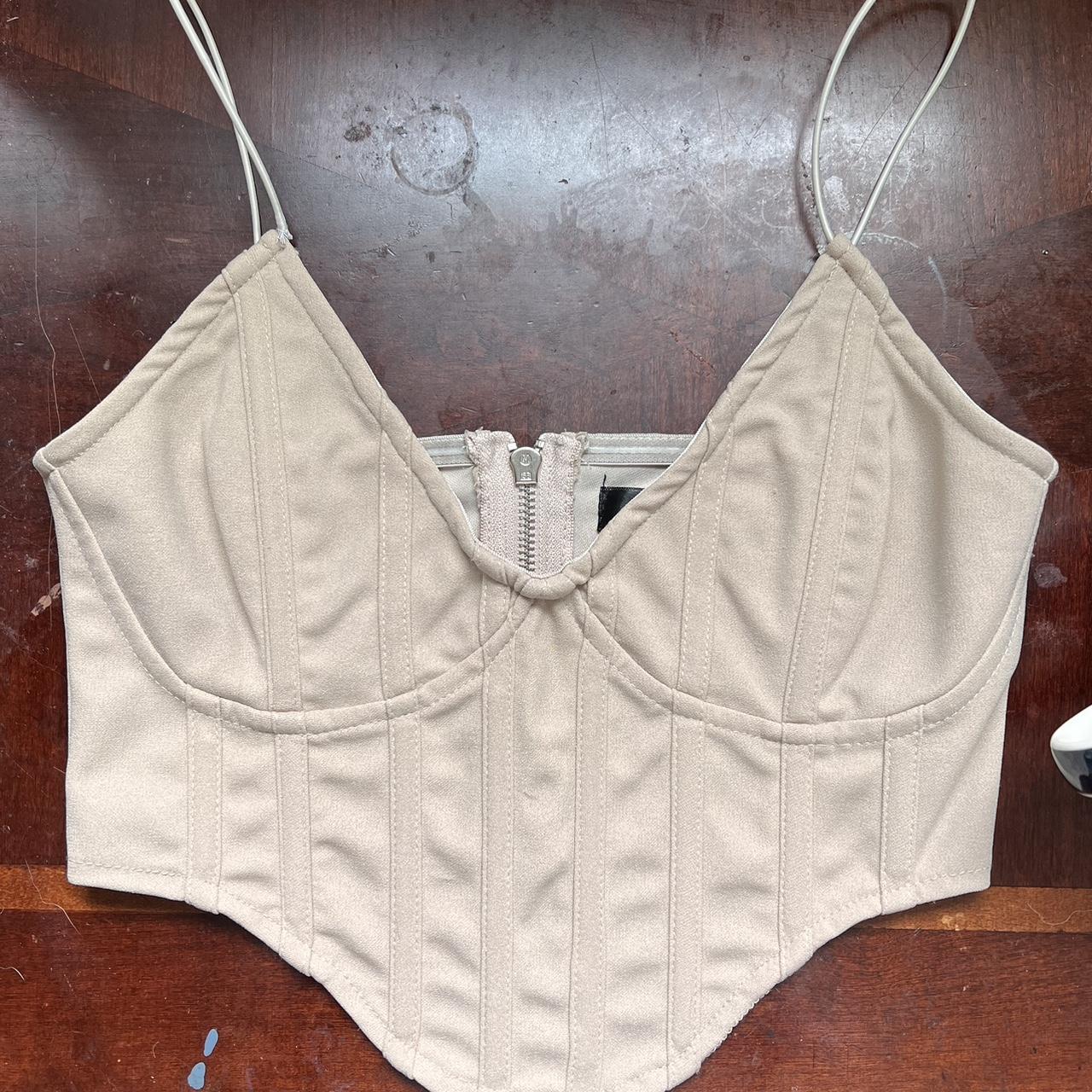 Missguided Women's Cream Corset | Depop