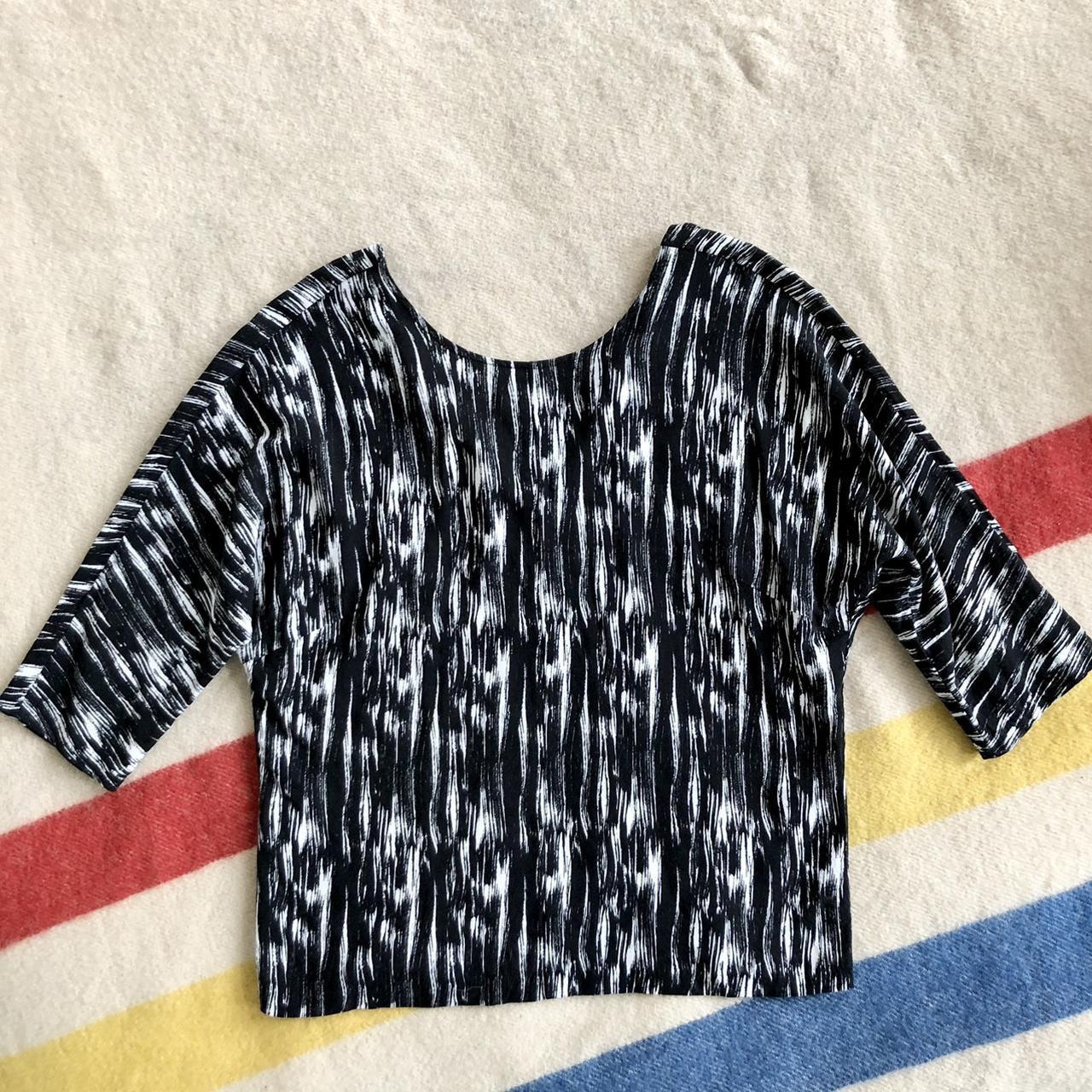 JUST FEMALE Lumina black and white graphic blouse,... - Depop