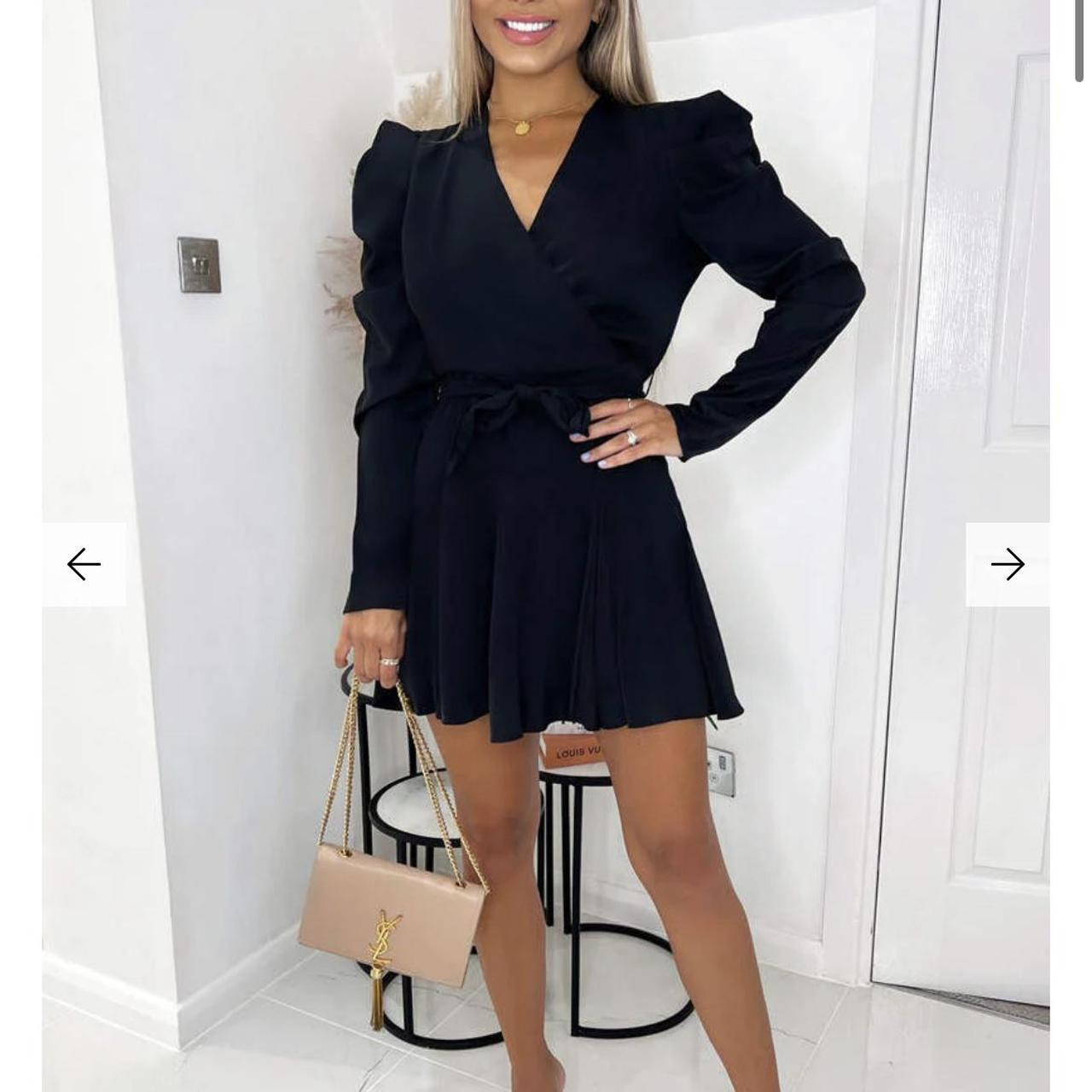 Ax paris Black Long Sleeve Tie Waist Skater... - Depop