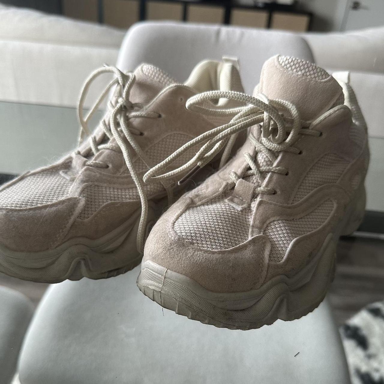 Boohoo beige chunky sneakers - Depop