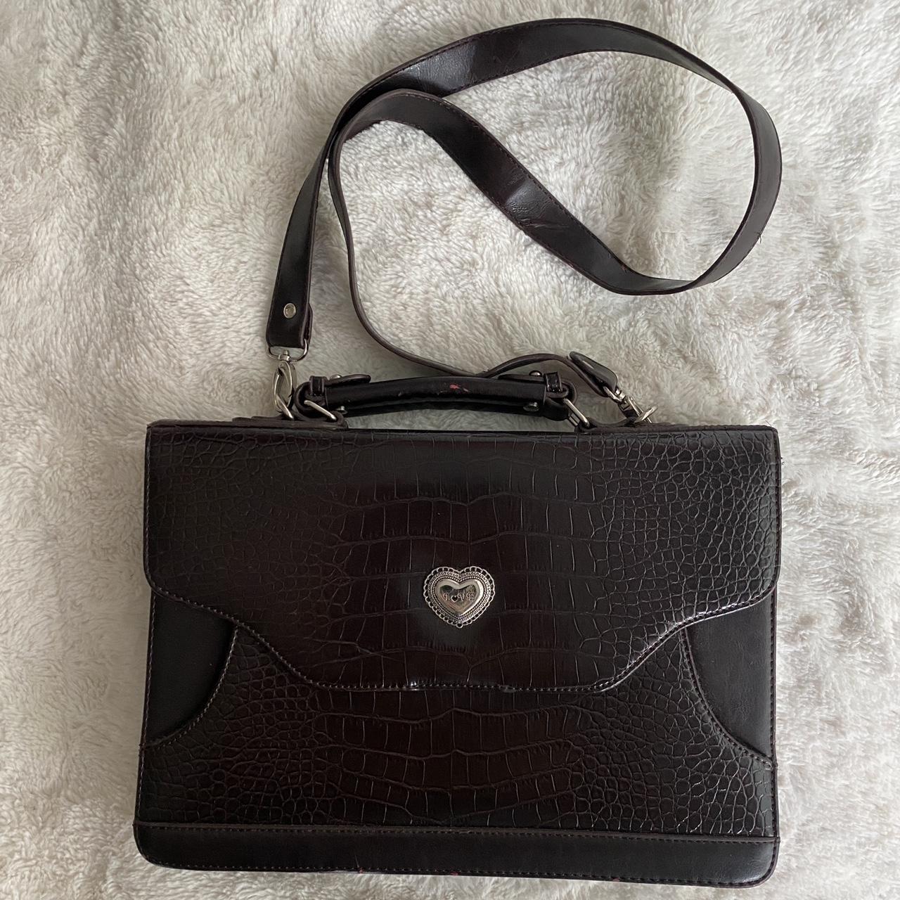 dark brown Brighton leather laptop bag with heart.... - Depop