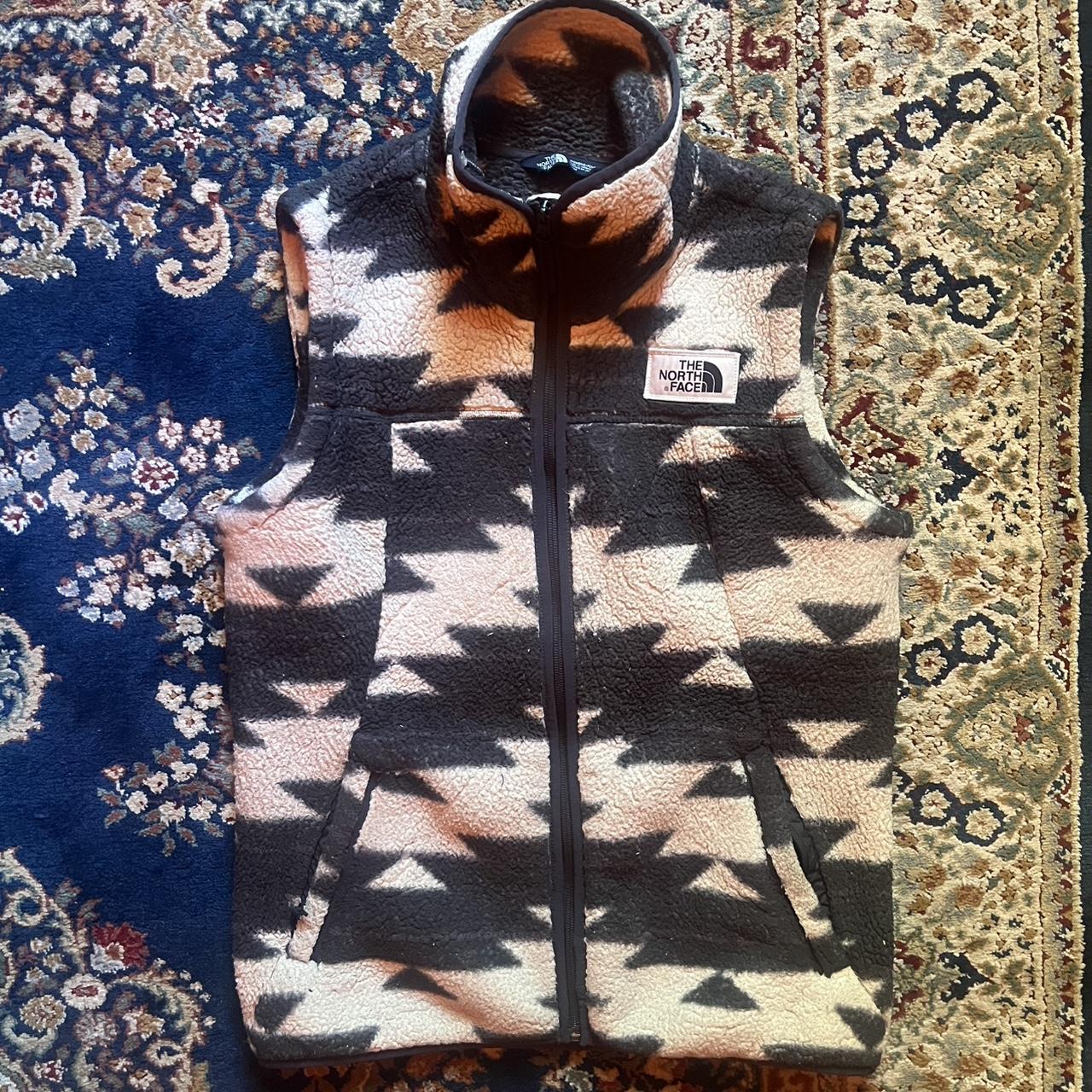 vintage north face black + white aztec print fleece... | Depop