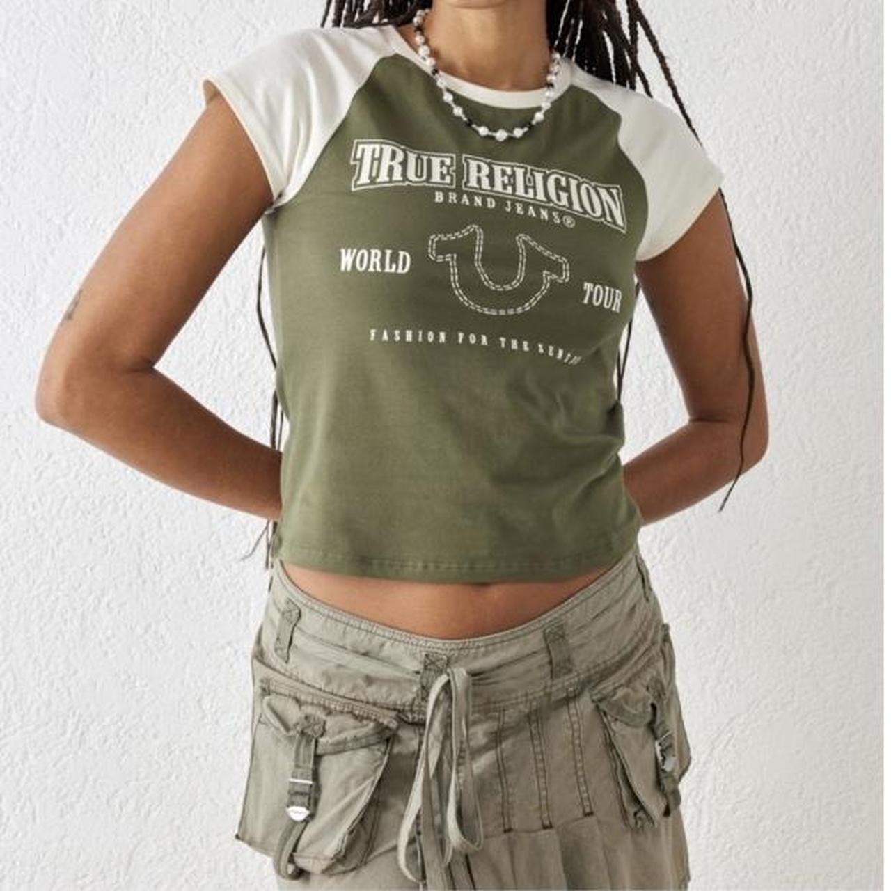 True religion UO exclusive khaki raglan... - Depop