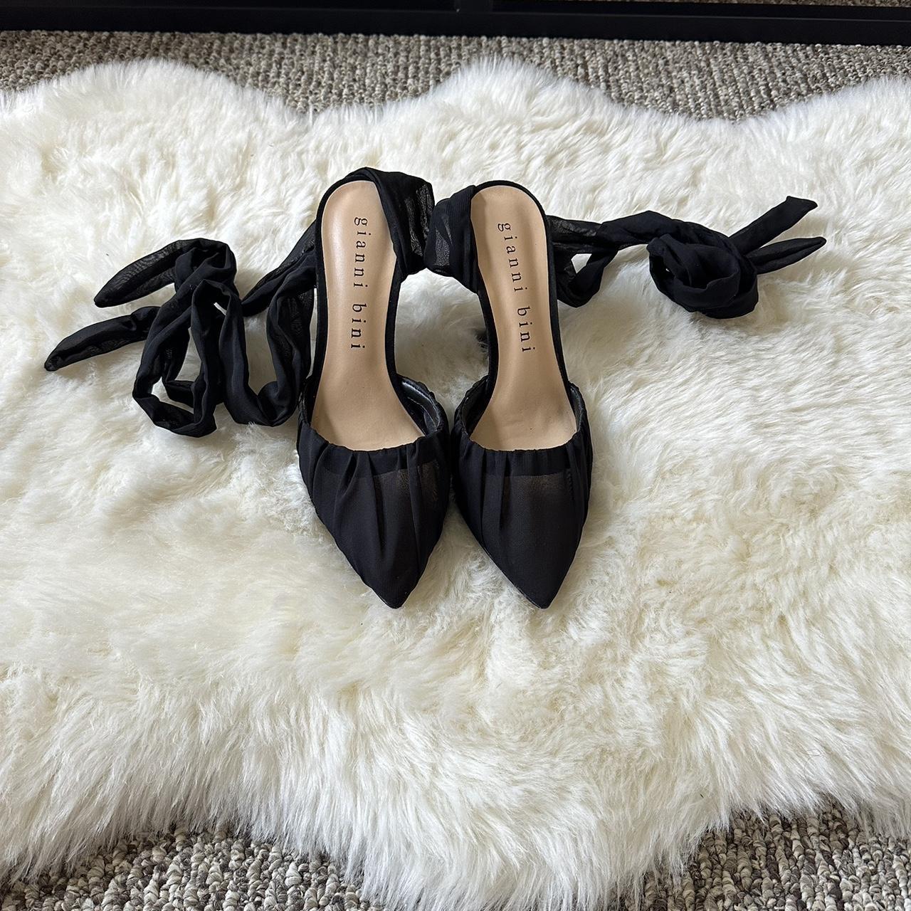 Gianni Bini size 8 Pointed toe Black Ribbon ankle tie - Depop